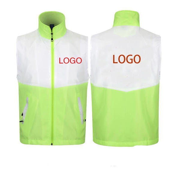 Patchwork Color Zipper Overalls Advertising Shirt Vest - Austin Ad ...