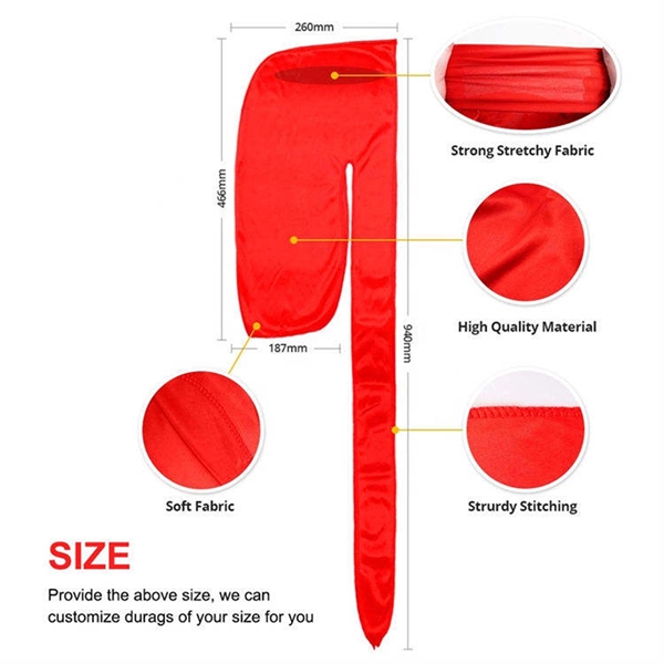 Custom Silky Durag Long Tail Satin 360 Wave - Mele Printing - Mele Printing