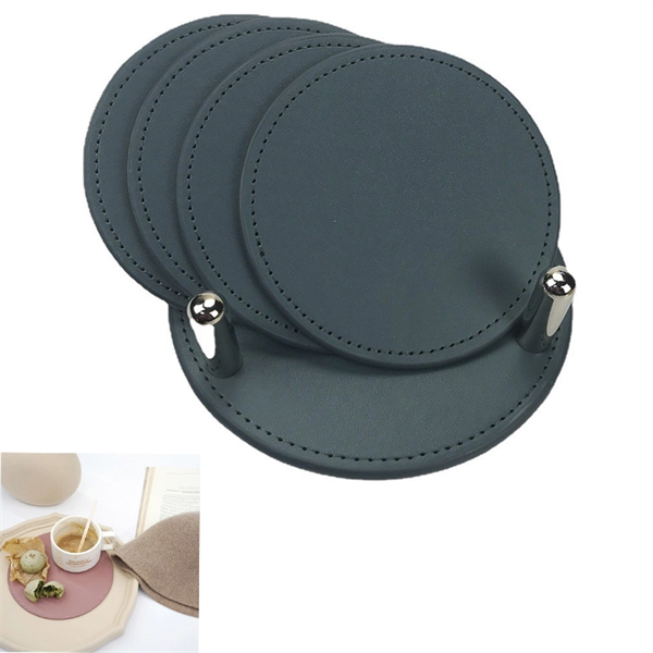 Custom Reusable Round Leather Coaster - Debossed - Go Quick Prints - Go ...