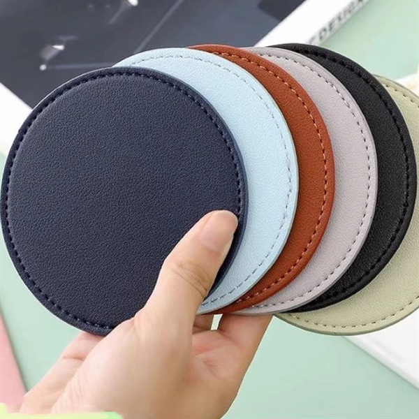 Custom Reusable Round Leather Coaster - Debossed - Go Quick Prints - Go ...