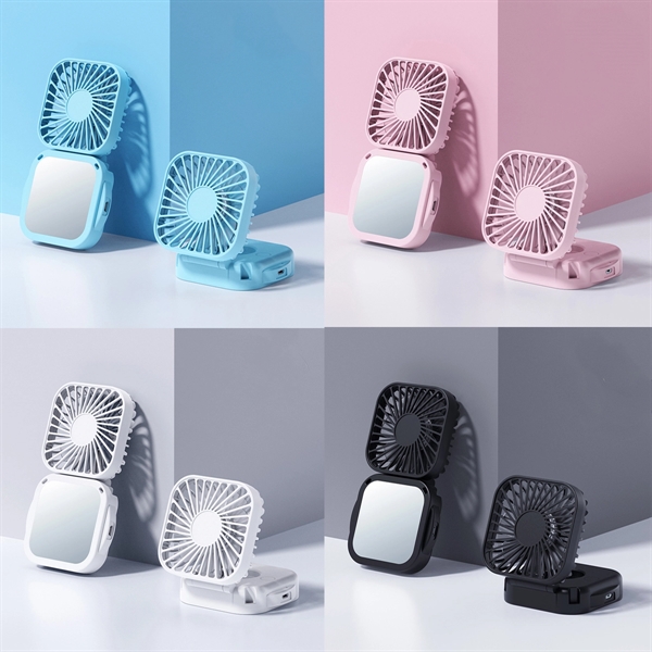 USB Rechargeable Foldable Fan w/ Mirror | Plum Grove