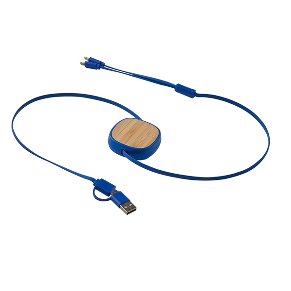 Dual Input 3-in-1 Bamboo Retractable Cable | Plum Grove