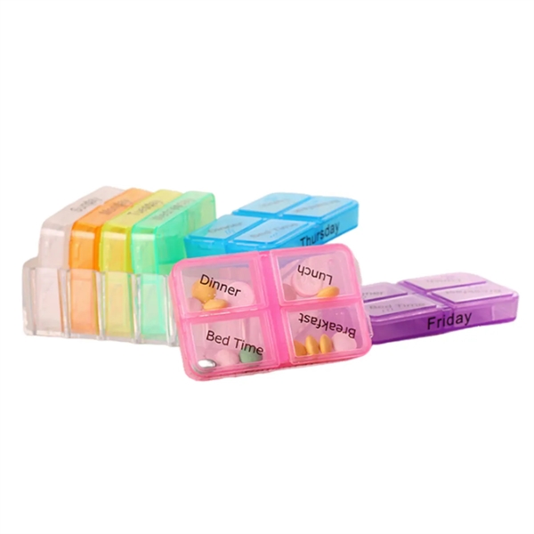 Weekly Pill Organizer Large Box 28 Compartments Drawer | Plum Grove