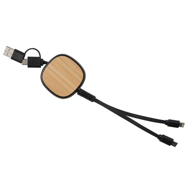Dual Input 3-in-1 Bamboo Retractable Cable | Plum Grove