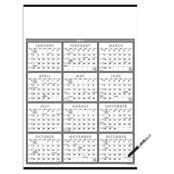 Triumph® Calendars Black & White Span-A-Year Laminated w/... | Plum Grove