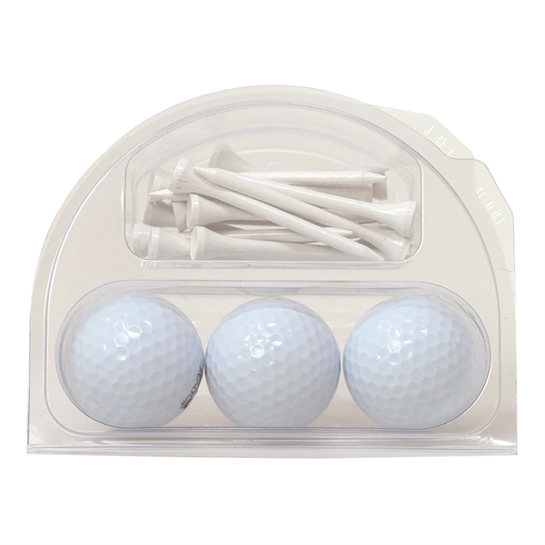 Three Golf Balls and Golf Tees Clamshell | Plum Grove